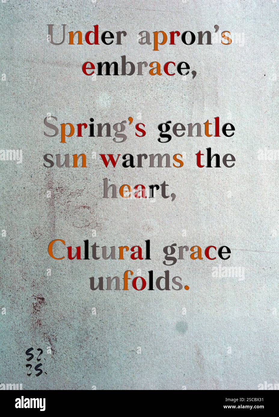 Under apron's embrace, Spring's gentle sun warms the heart, Cultural ...