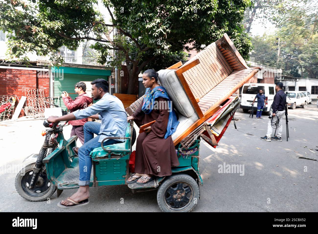 Dhaka, Bangladesh - February 06, 2025: Mobs set fire to former Prime Minister Sheikh Hasina's ...