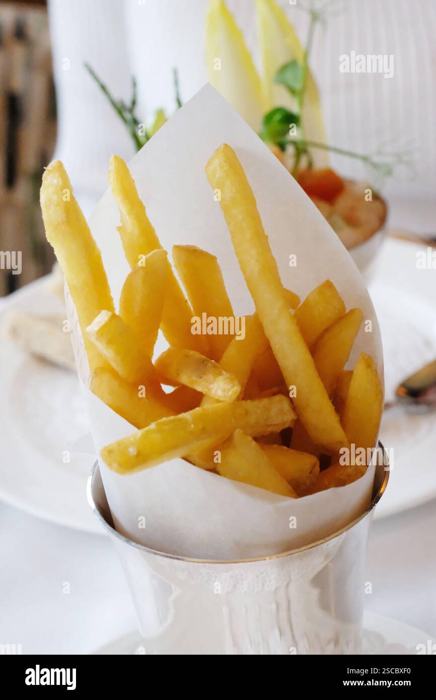 Individual serving of hand cut french fries - John Gollop Stock Photo ...