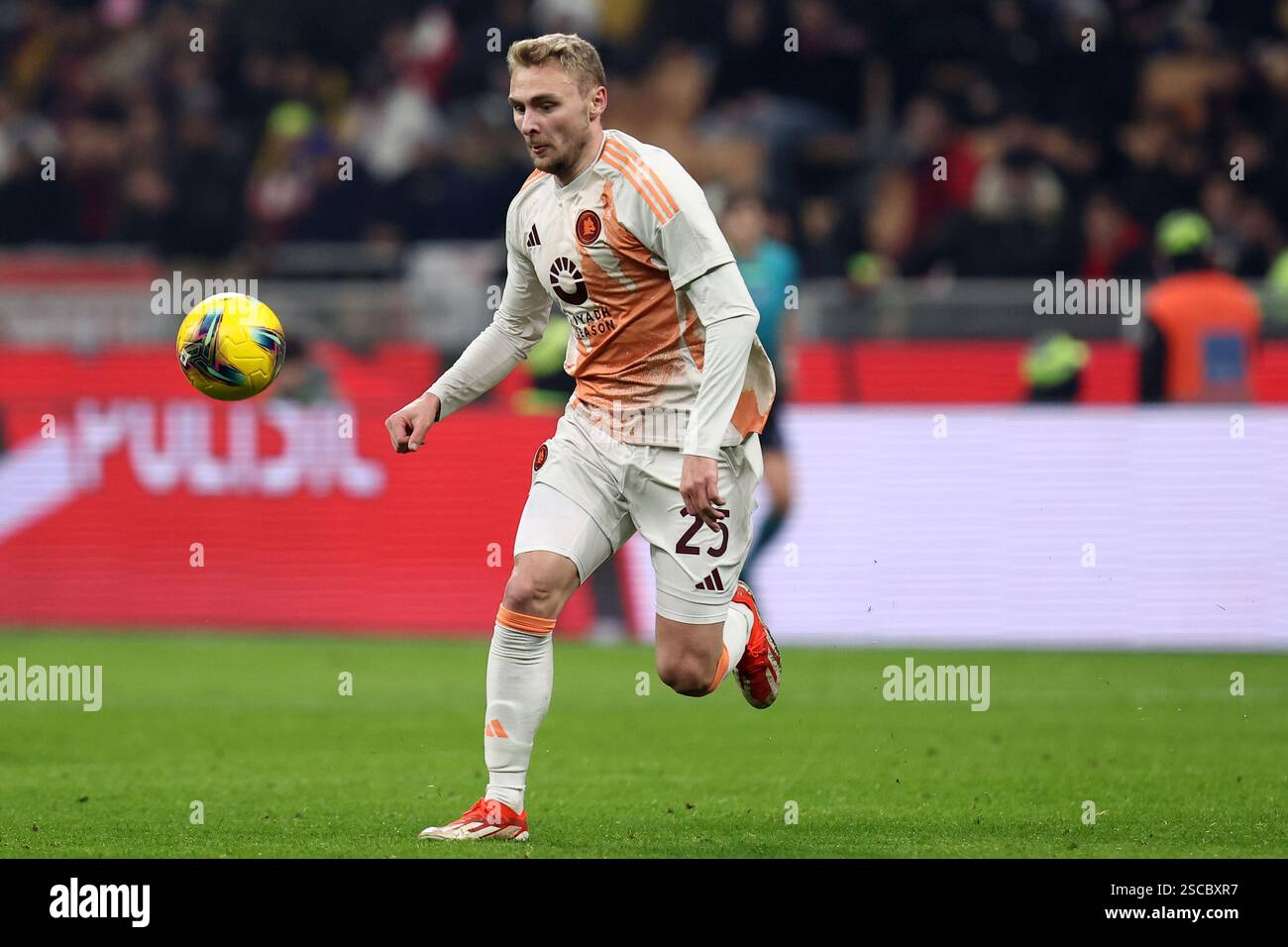 Milano, Italy. 05th Feb, 2025. Victor Nelsson of As Roma in action ...