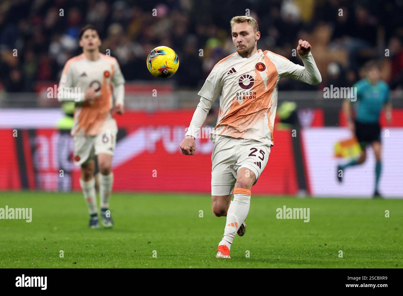Milano, Italy. 05th Feb, 2025. Victor Nelsson of As Roma in action ...