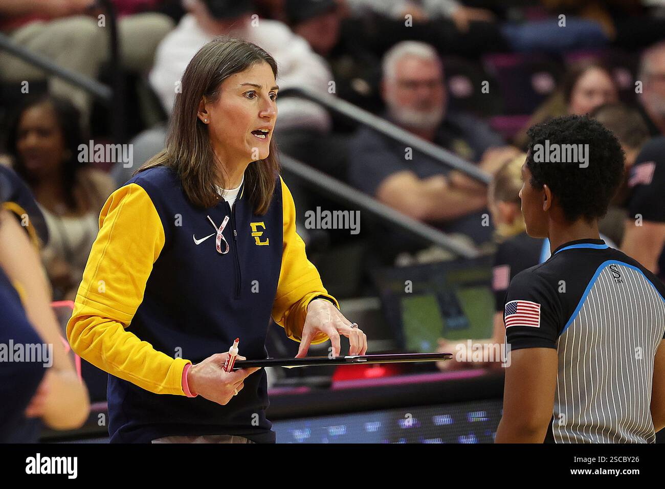 SPARTANBURG, SC - FEBRUARY 01: East Tennessee State Buccaneers head ...