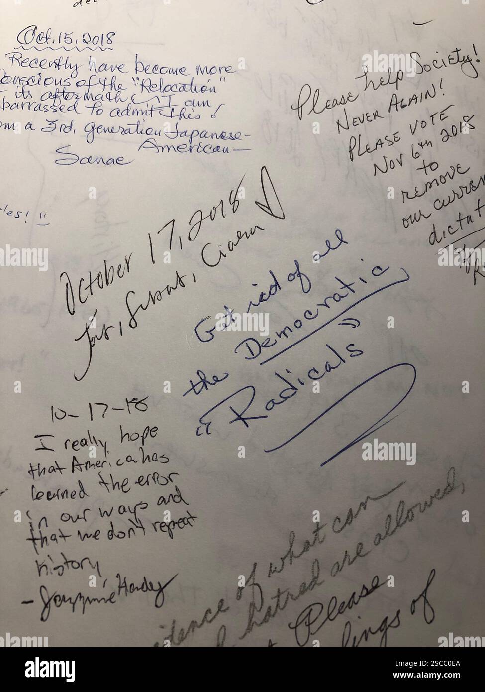 Controversial Sign-In Book Page at Manzanar National Historic Site ...