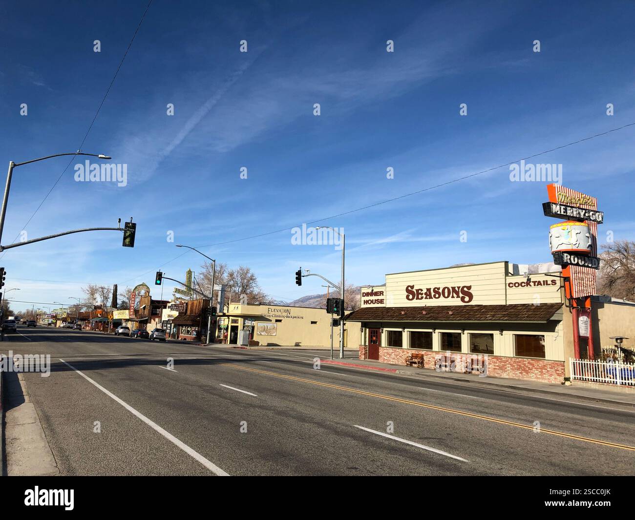 Downtown Lone Pine, California, showcases a classic Western small-town ...