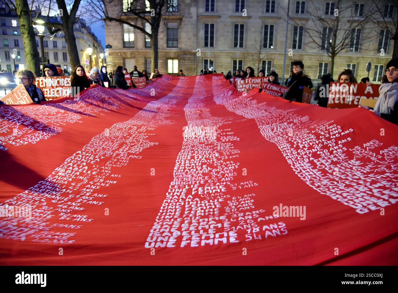 Demonstration against the feminicides 'the list indicating the names of ...
