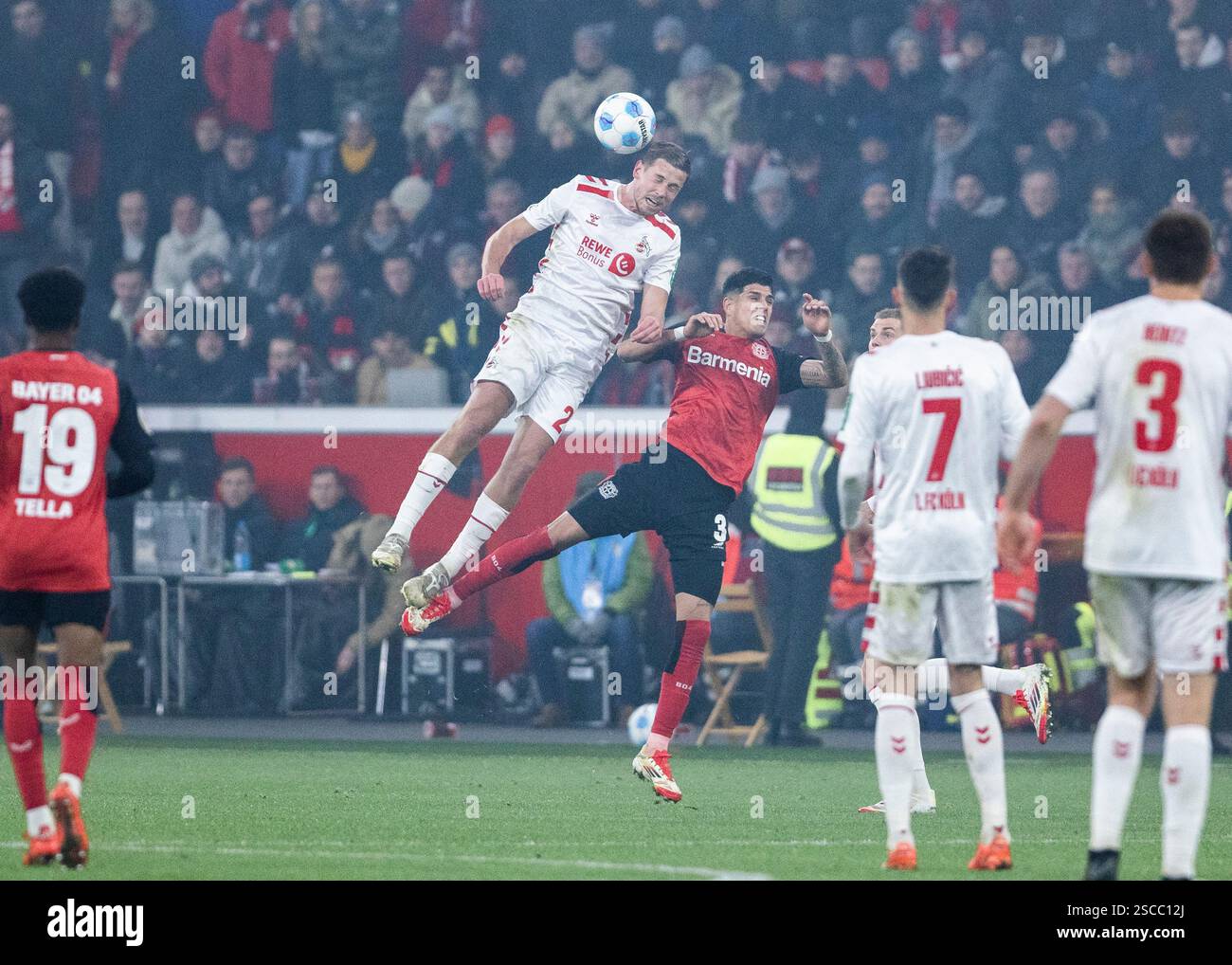 Leverkusen, Bayarena, 05.02.2025: Imad Rondic of Koeln jumps for a ...