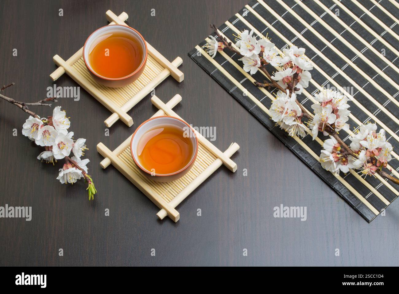Ancient Chinese tea set with spring flowers Stock Photo - Alamy