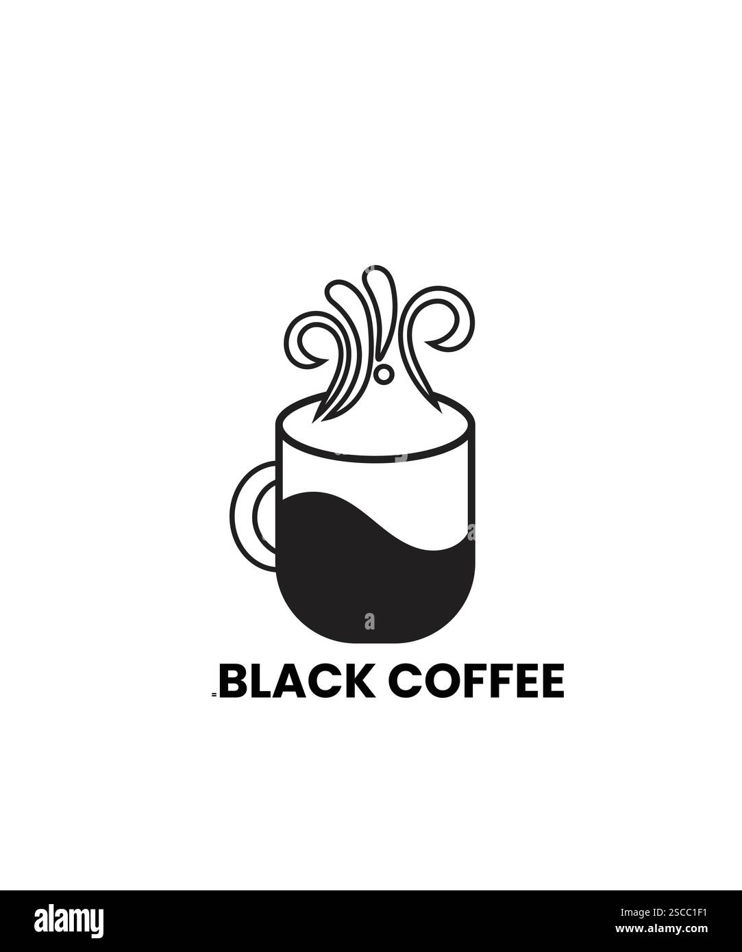 black coffee cup logo, black coffee logo with steam, abstract black ...