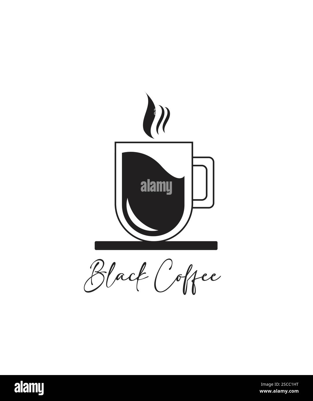 black coffee cup logo, black coffee logo with steam, abstract black ...