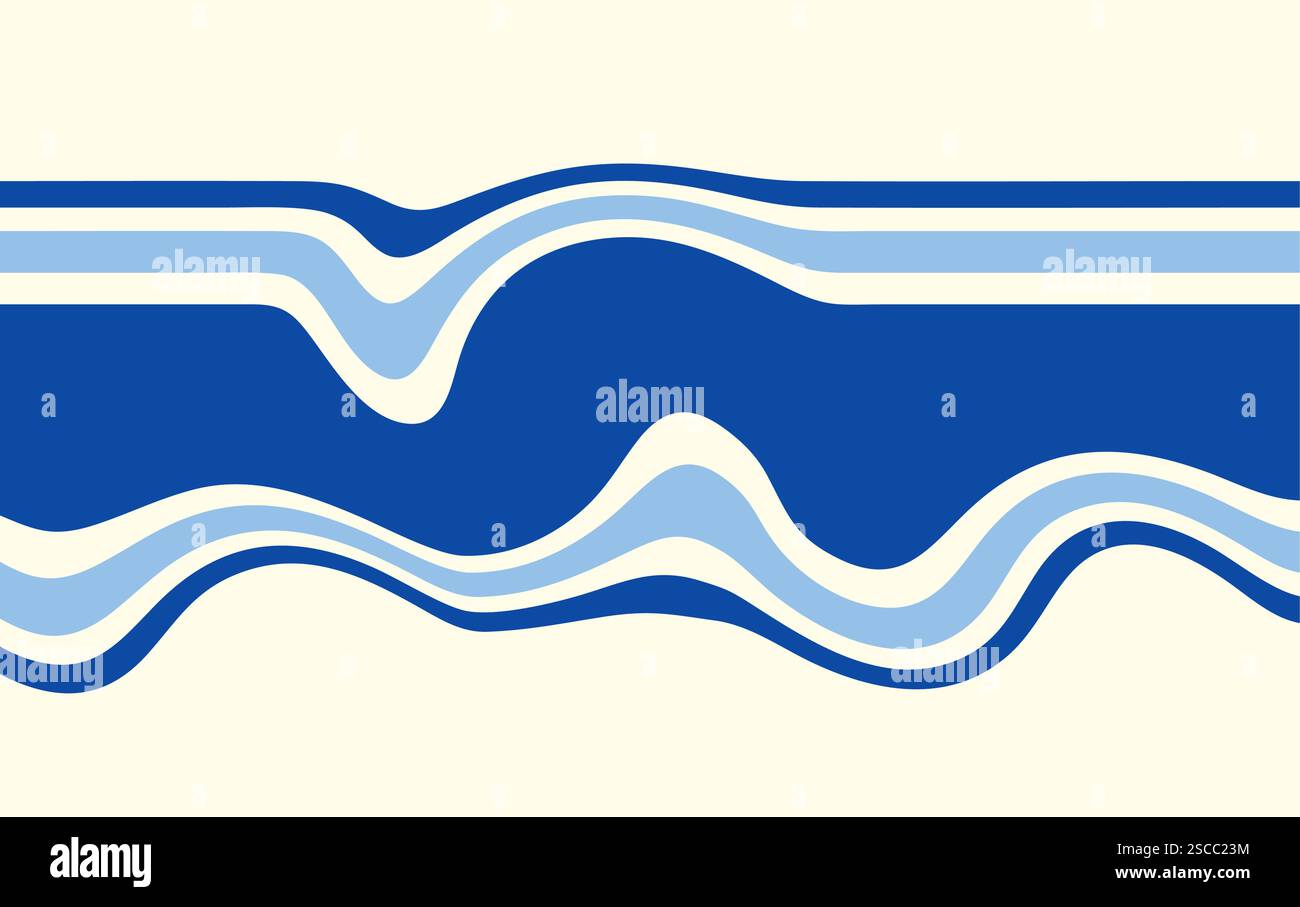 Wavy striped abstract background vector. Template background with blue ...