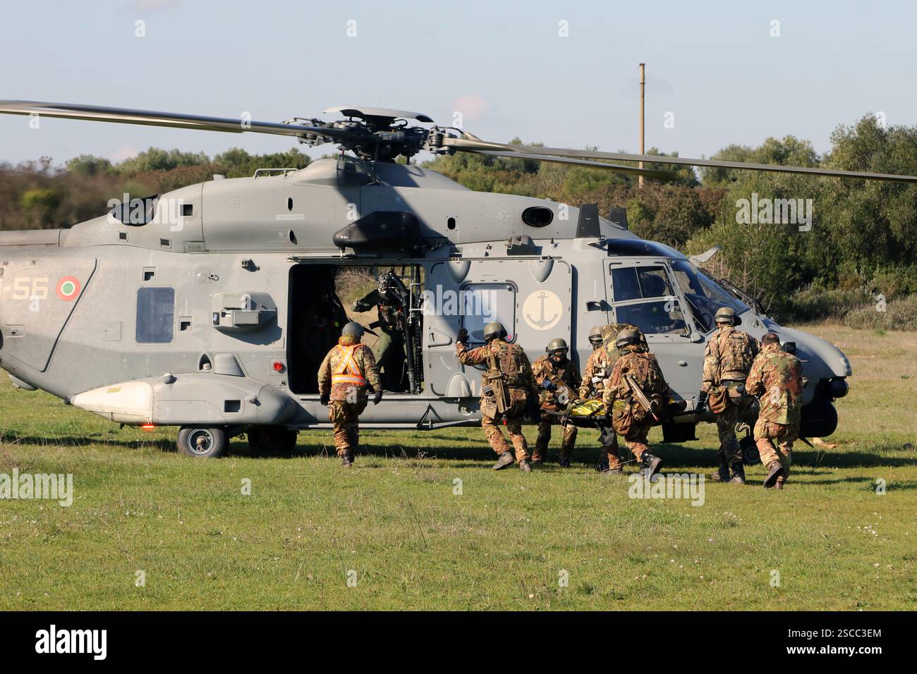Italian Navy: Military Combat Medicine training exercise. NHI NH90 ...