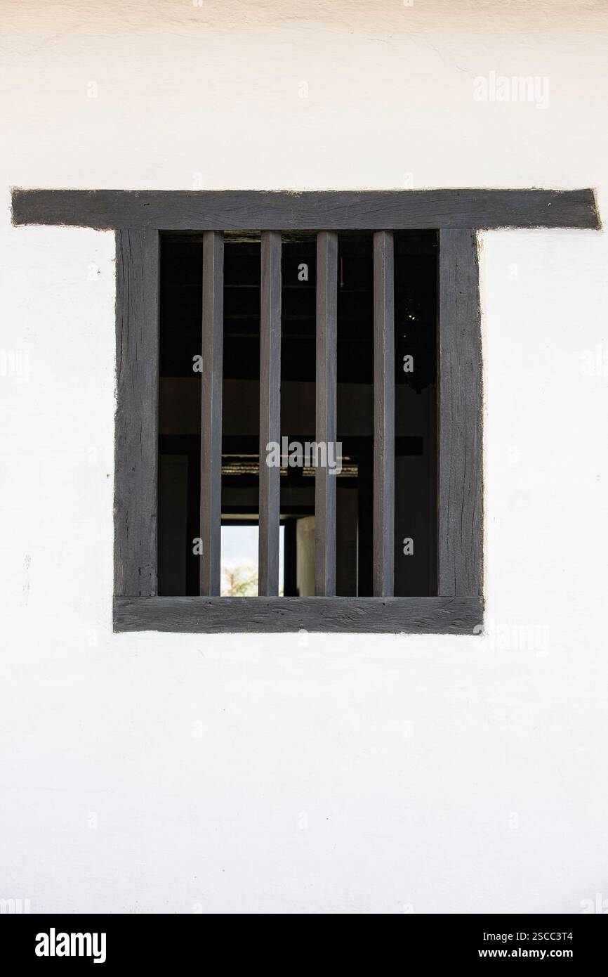 window on facade of house in Santana do Parnaiba, historic city of ...