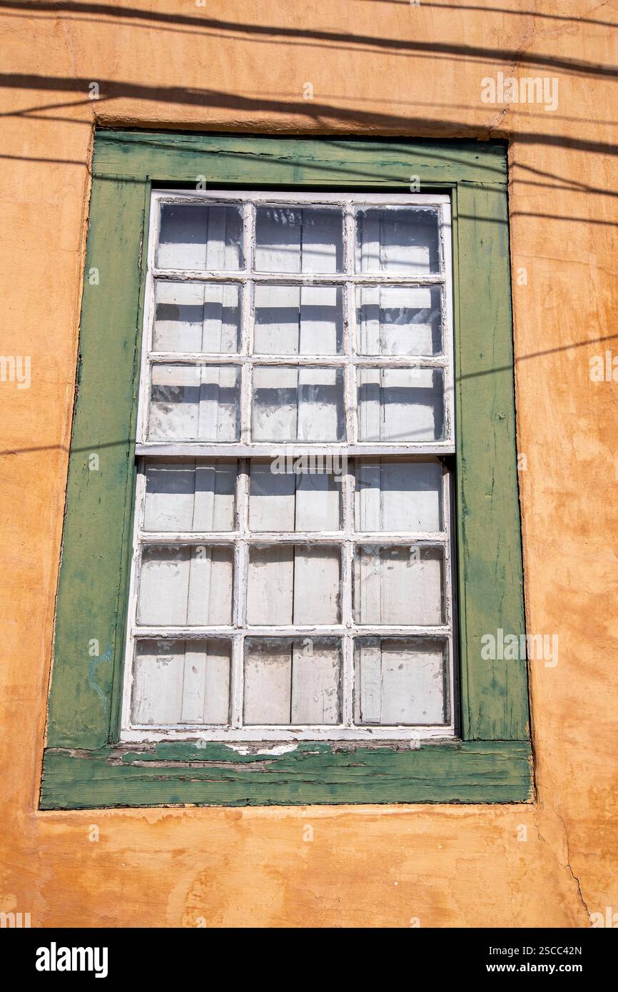 window on facade of house in Santana do Parnaiba, historic city of ...