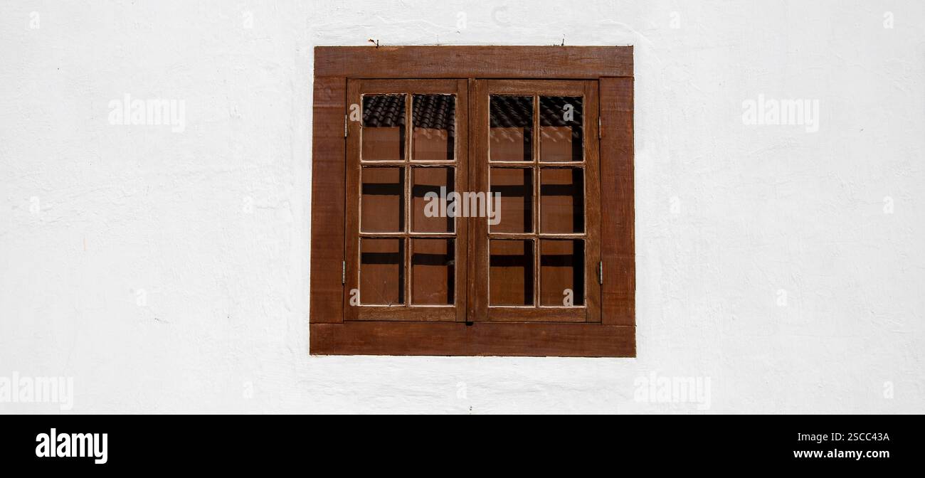 window on facade of house in Santana do Parnaiba, historic city of ...