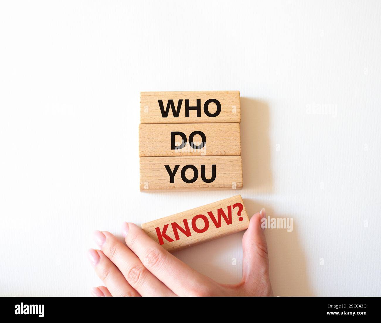 Who do you know symbol. Concept words Who do you know on wooden blocks ...