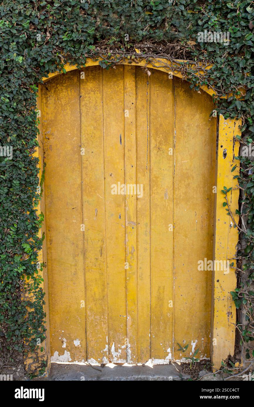 Old door on facade of colonial house in Santana do Parnaiba, historic ...