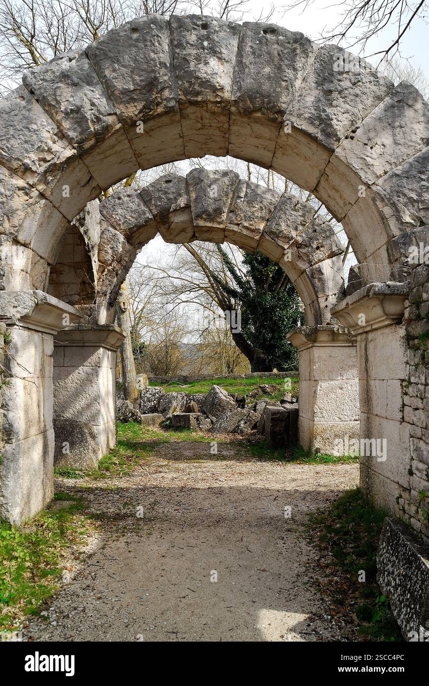 Saepinum, the entrance of the theatre (tetrapilum). Spectators accessed ...