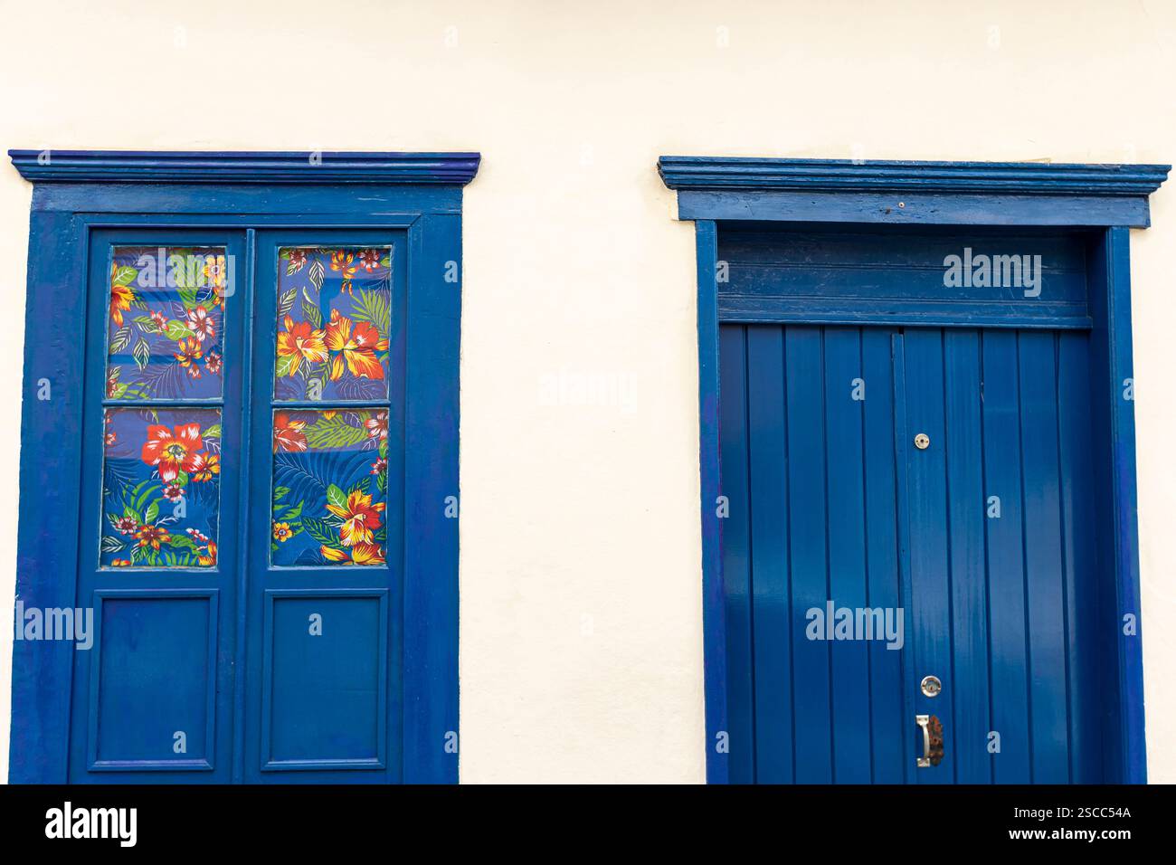facade of house in Santana do Parnaiba, historic city of colonial ...
