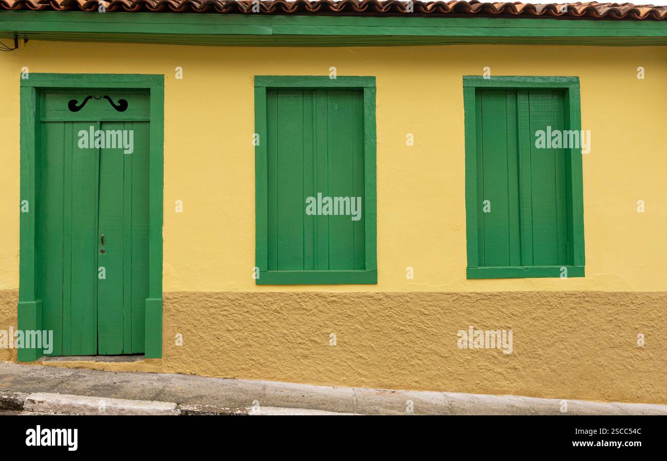 facade of house in Santana do Parnaiba, historic city of colonial ...