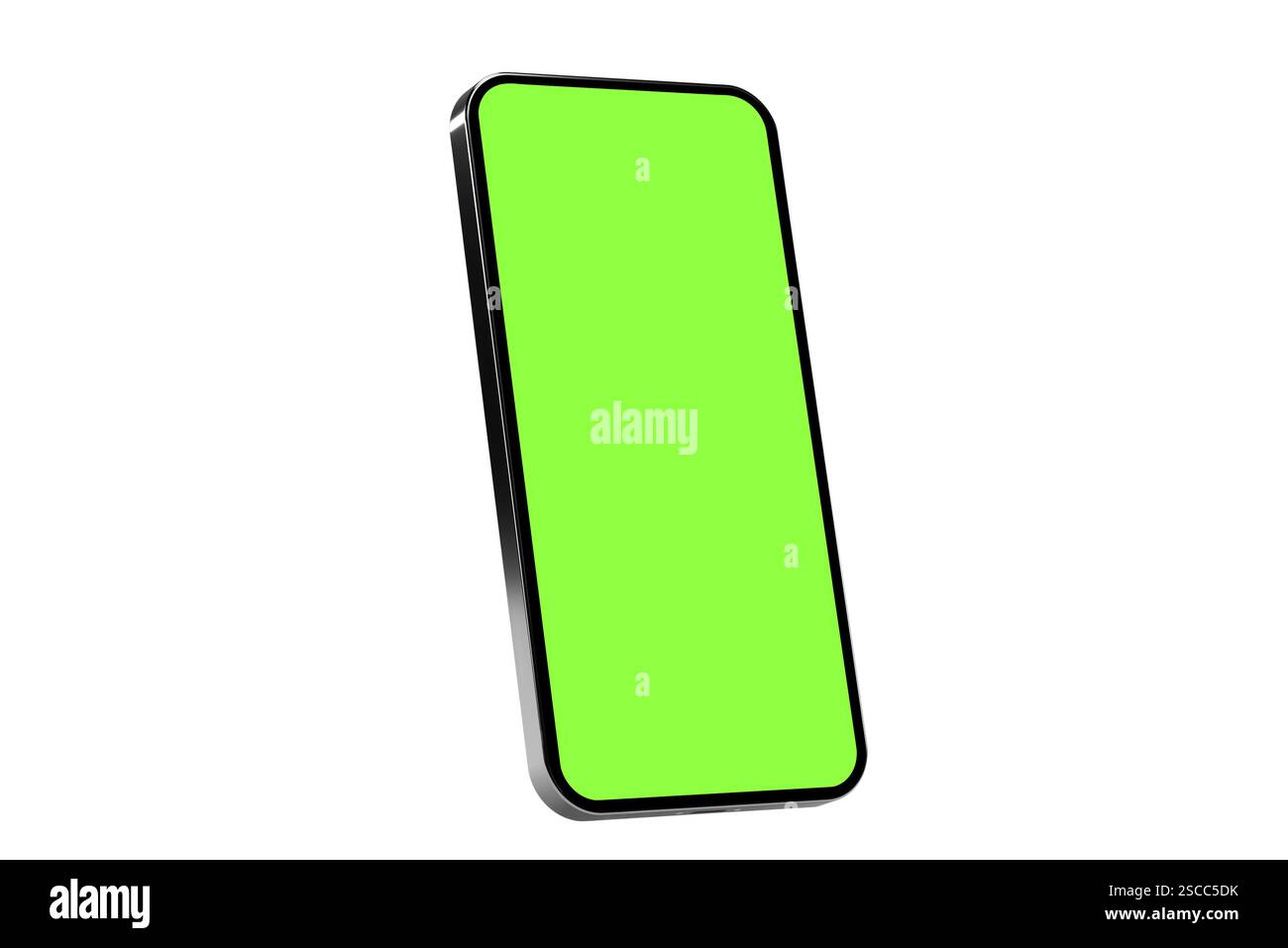 Smartphone iphone mockup with green screen chroma key isolated a white ...