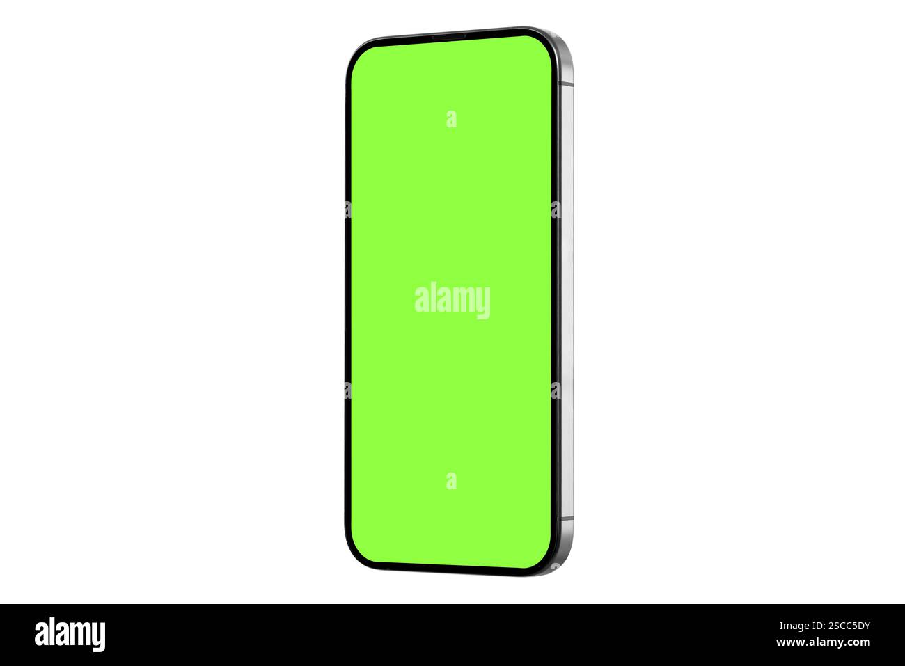 Smartphone iphone mockup with green screen chroma key isolated a white ...
