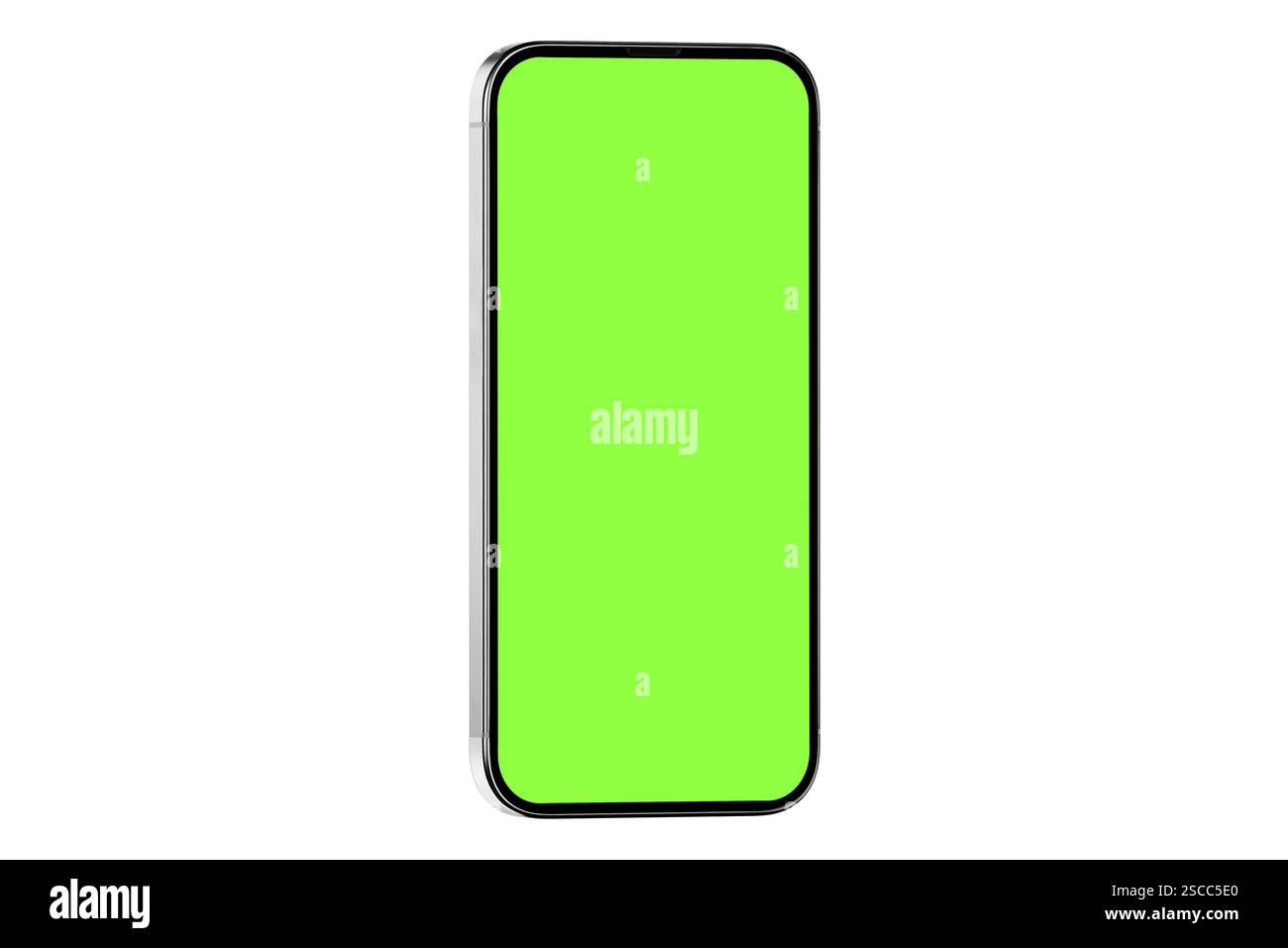 Smartphone iphone mockup with green screen chroma key isolated a white ...