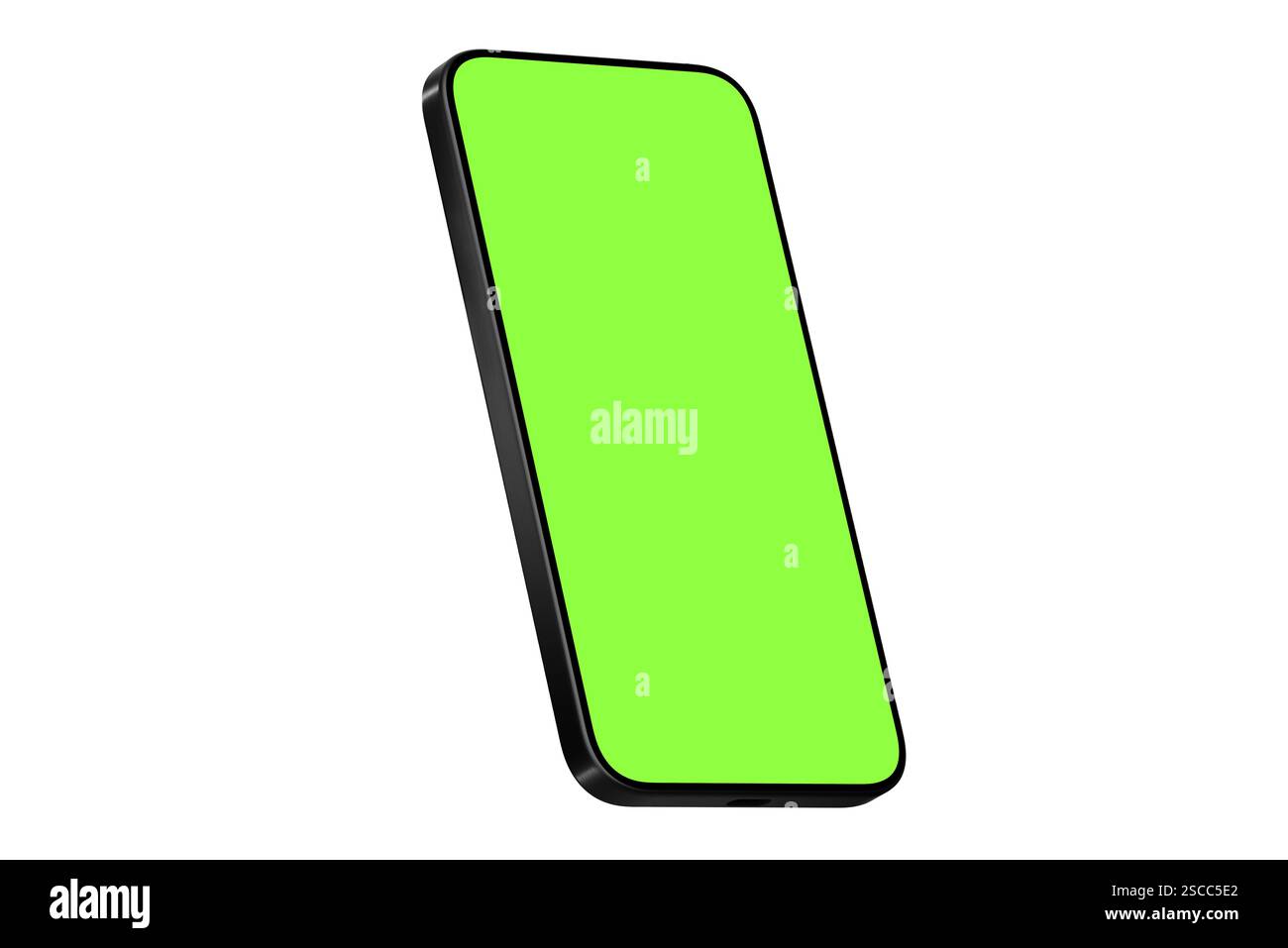 Smartphone iphone mockup with green screen chroma key isolated a white ...