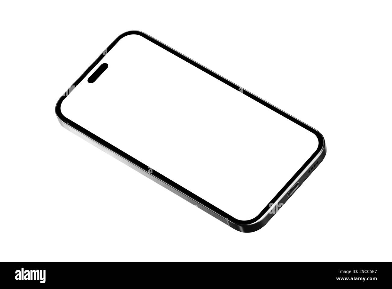 Smartphone iPhone mockup with blank screen isolated on a white ...