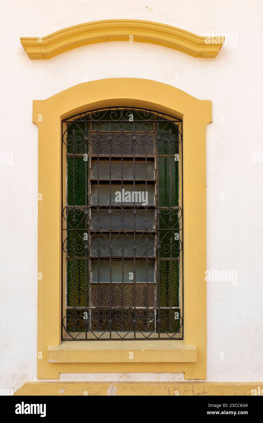 window on facade of church in Santana do Parnaiba, historic city of ...