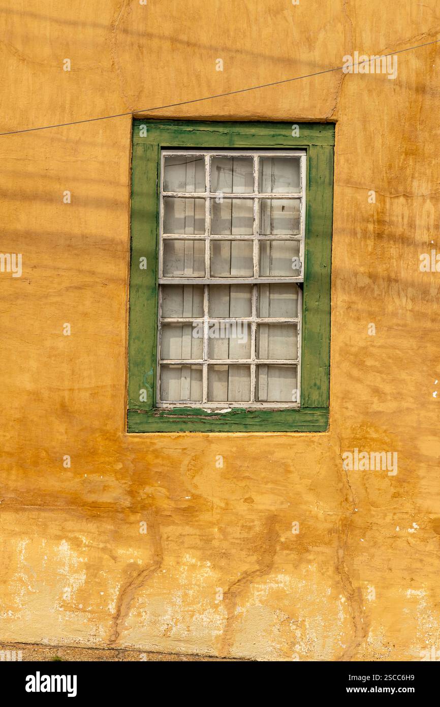 window on facade of house in Santana do Parnaiba, historic city of ...