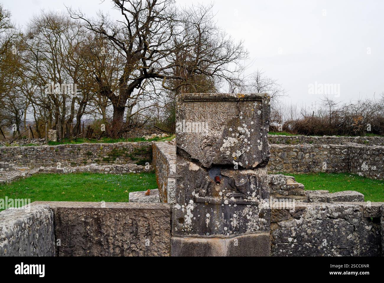 Saepinum, the Griffin Fountain on the Decumano Maggiore. The basin is ...