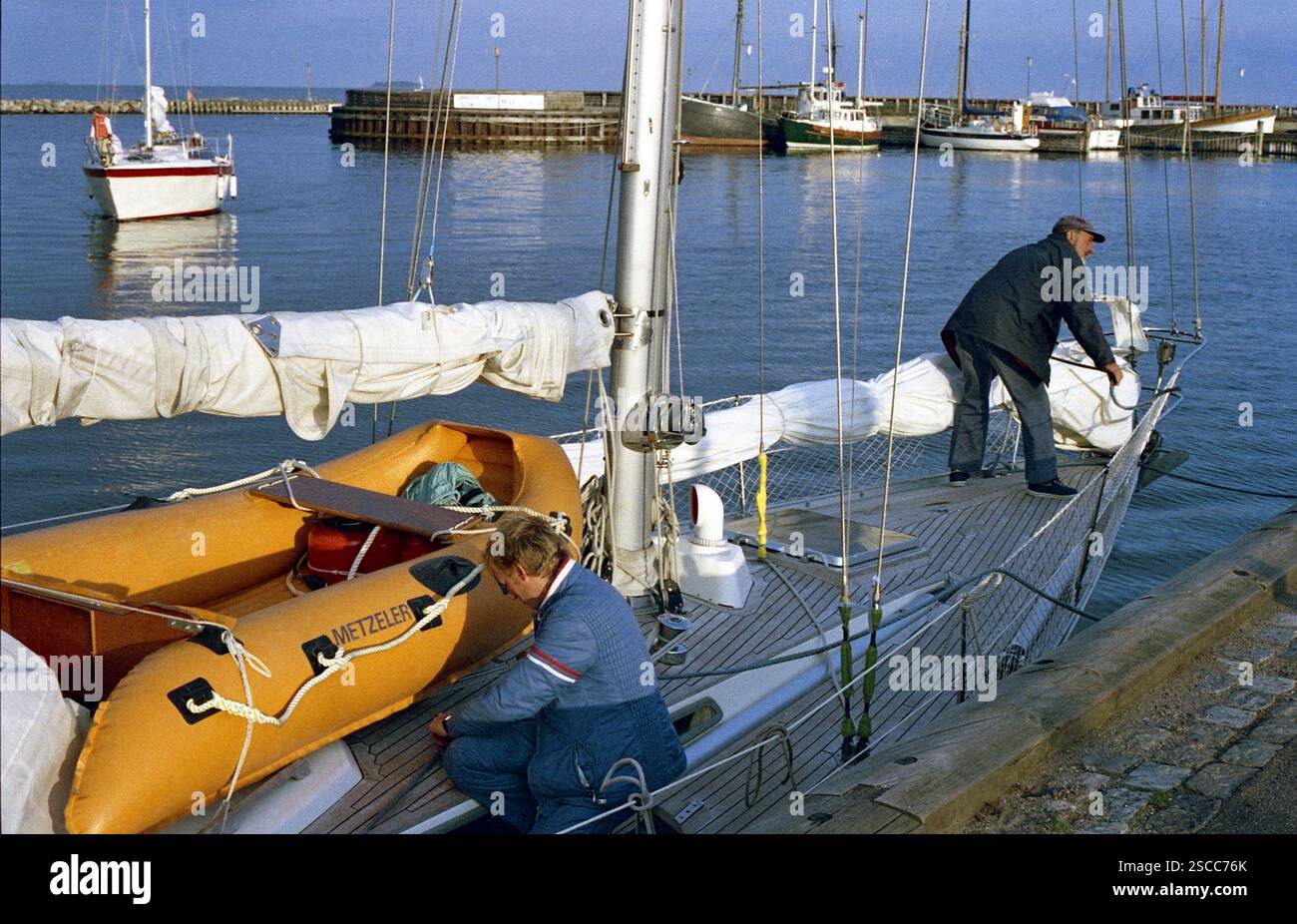 Pure ship after mooring in the marina of Mariehamn on the Alands ...