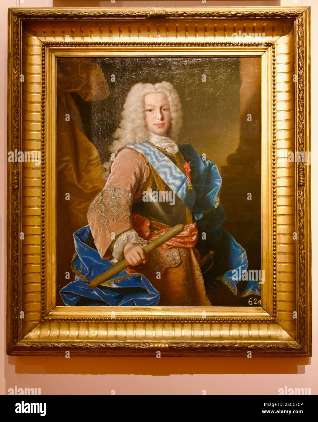 Circa 1731 oil on canvas portrait of 18 year old Prince of Asturias ...