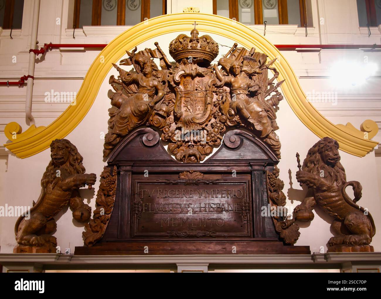 Original wooden attic of the Puerta del Mar in La Carraca Arsenal Naval ...