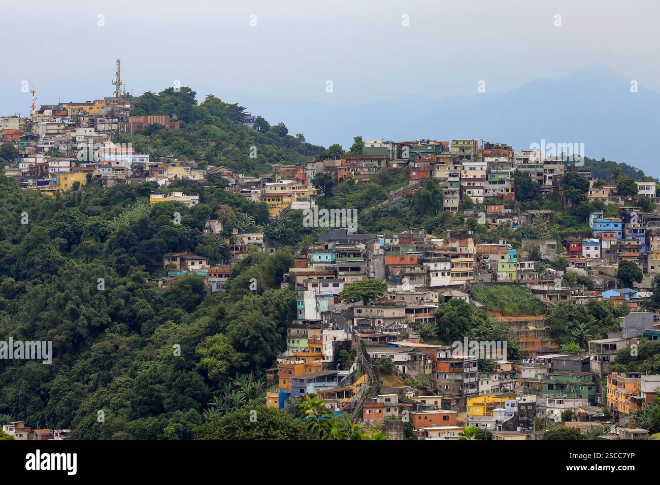 Shacks in the favela, Illegal and fragile constructions on the hill ...
