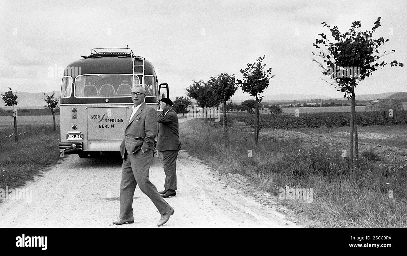 Visiting the inner German border near Goslar. Picture shows two men in ...