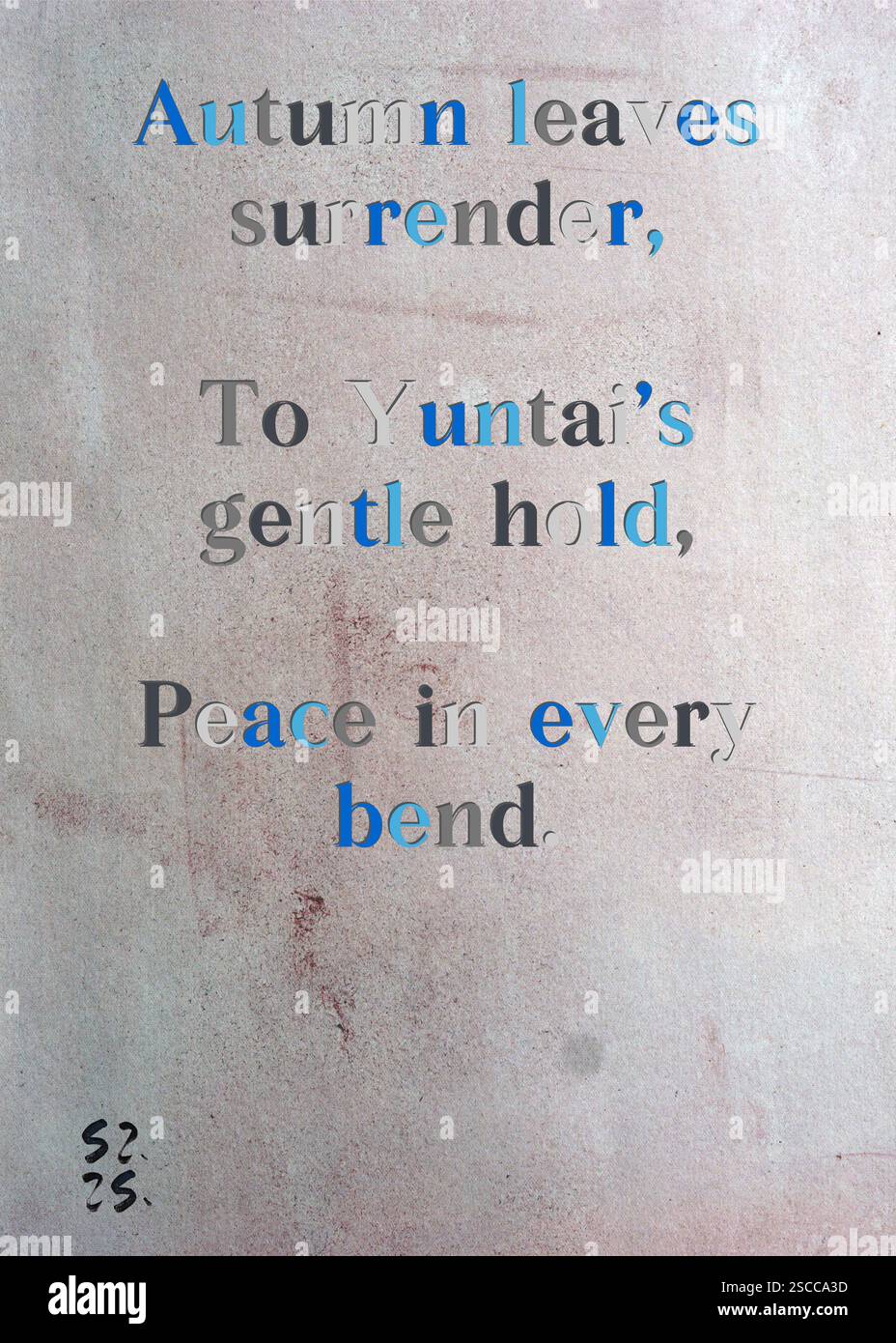 Autumn leaves surrender, To Yuntai's gentle hold, Peace in every bend ...
