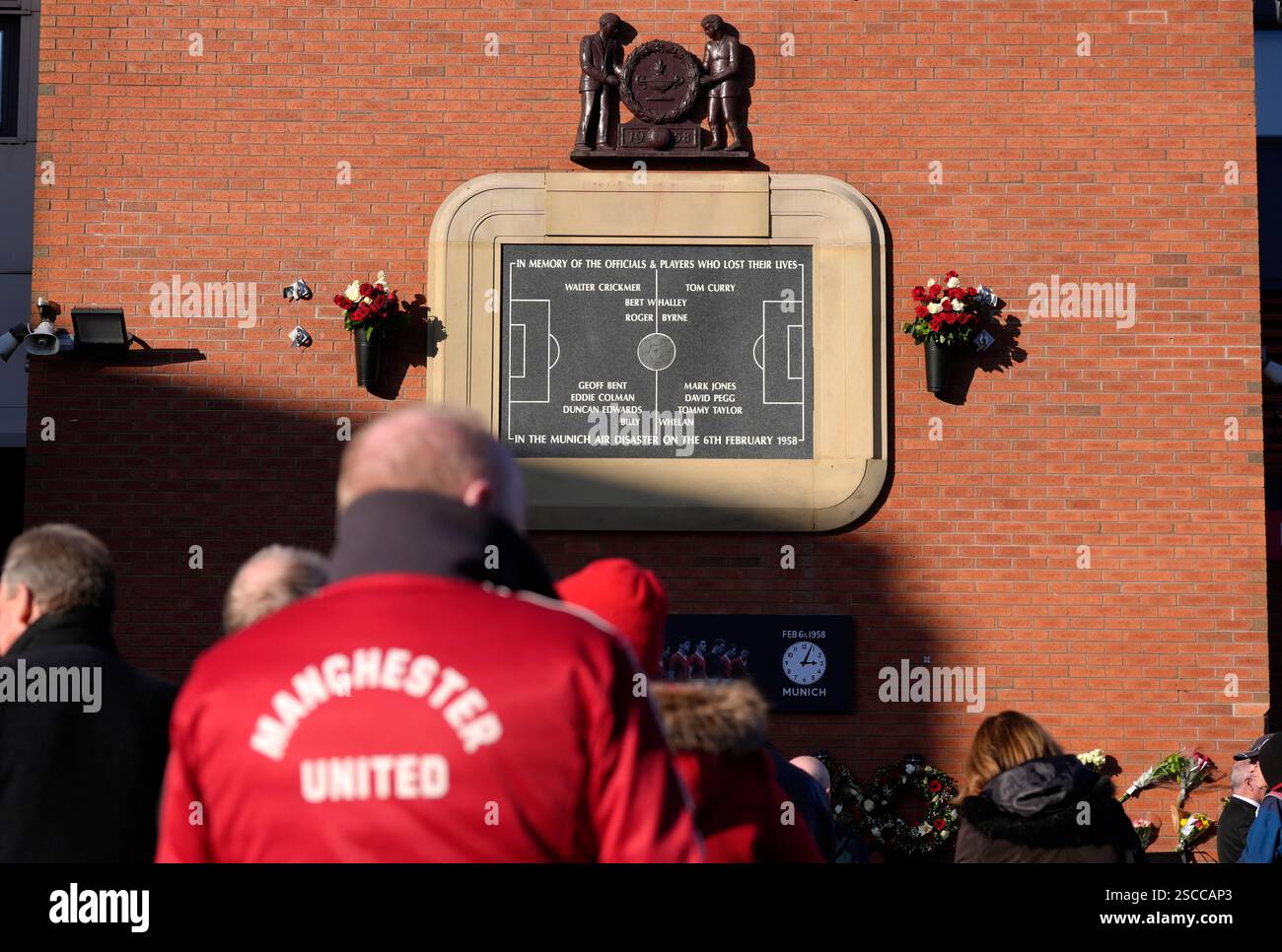 A plaque in memory of the Munich Air Disaster on the wall during the ...
