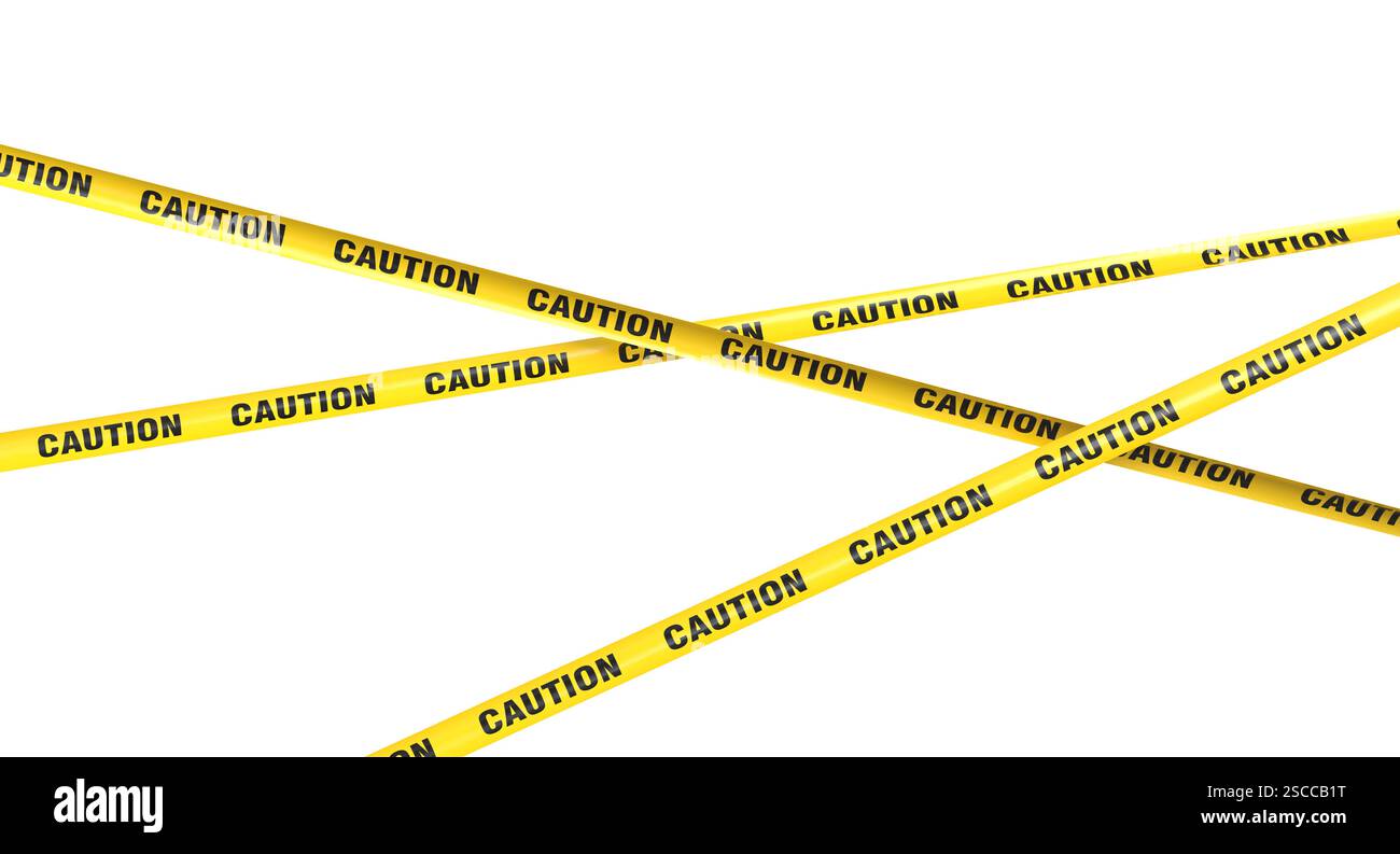 Yellow caution tape crossing on a transparent background 3d Stock Photo ...