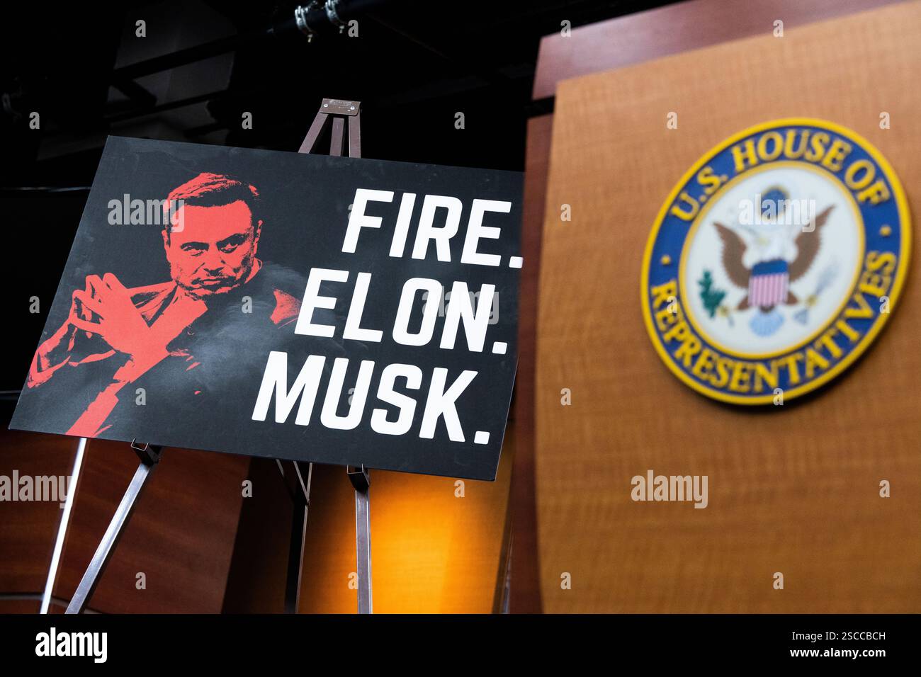 UNITED STATES - FEBRUARY 6: An Elon Musk sign is seen during a news ...