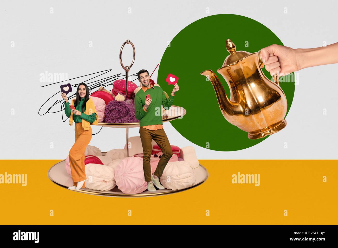 3D collage trend artwork composite poster of organic culinary feeding ...