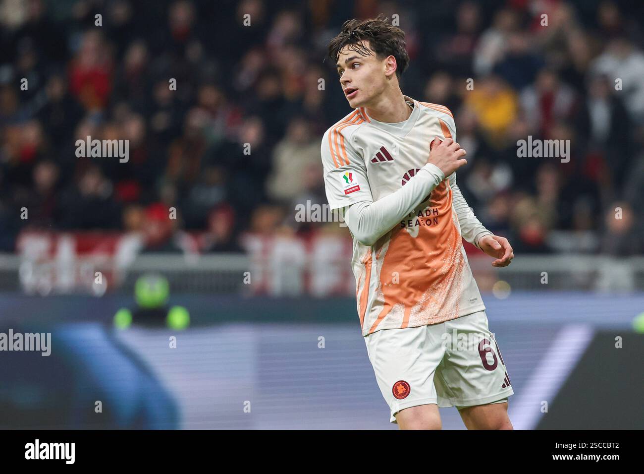 Milan, Italien. 05th Feb, 2025. Niccolo Pisilli of AS Roma seen in ...