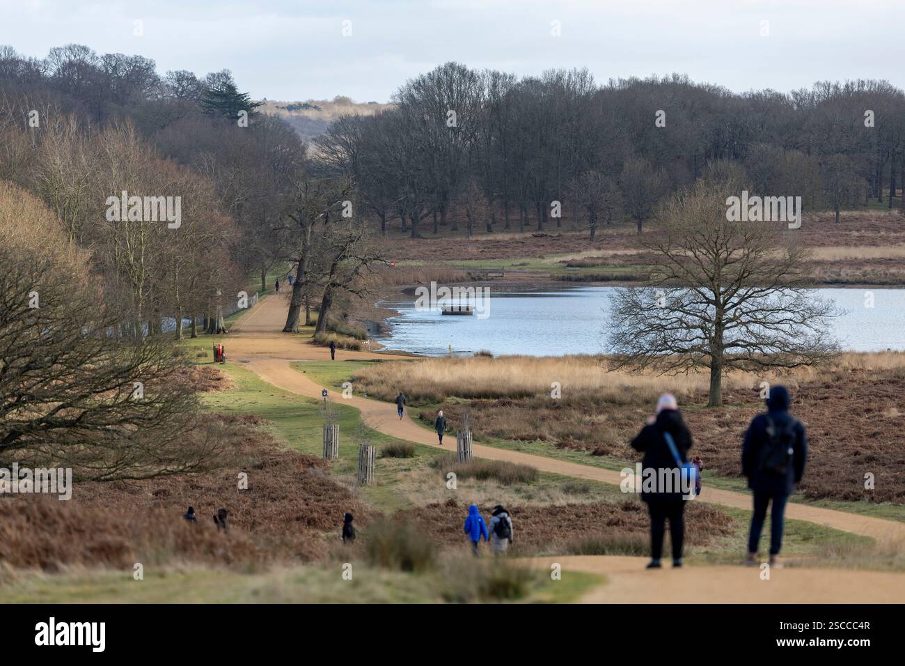 People walking Richmond Park with Pen Ponds on the horizon. Richmond ...