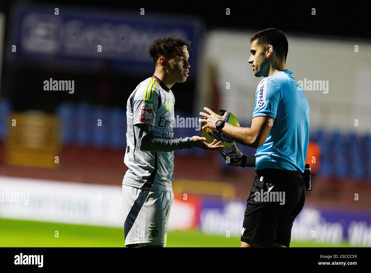 Diogo Spencer and Jose Bessa seen during Liga Portugal 2 game between ...