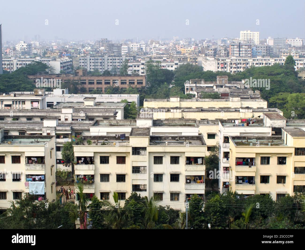 Aerial view of Agargaon, a residential neighbourhood in Dhaka ...