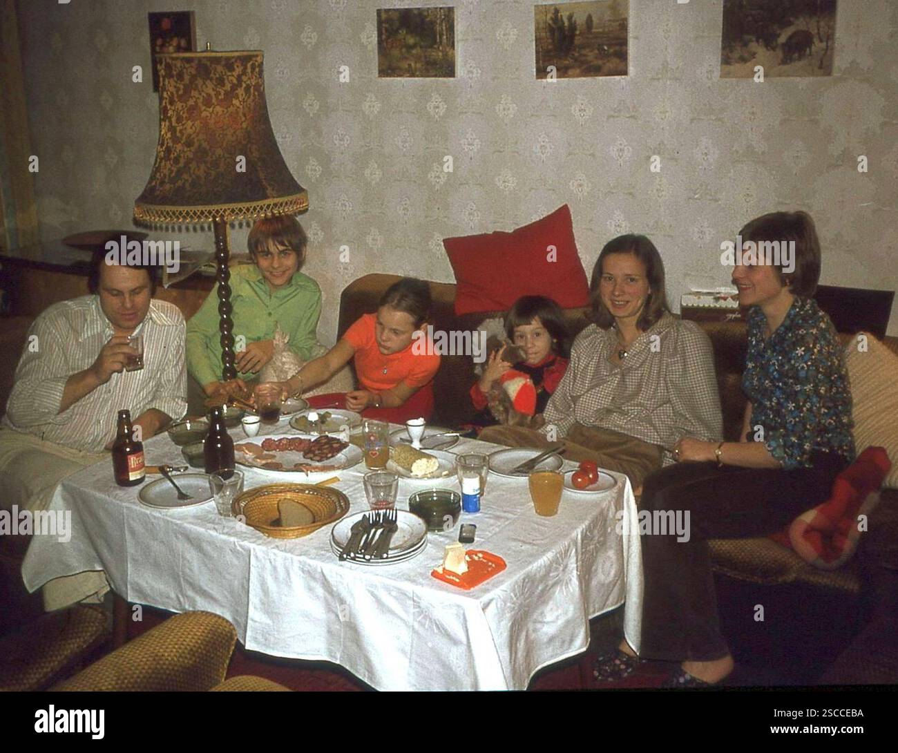 A family having dinner in Leipzig. [automated translation] Stock Photo ...