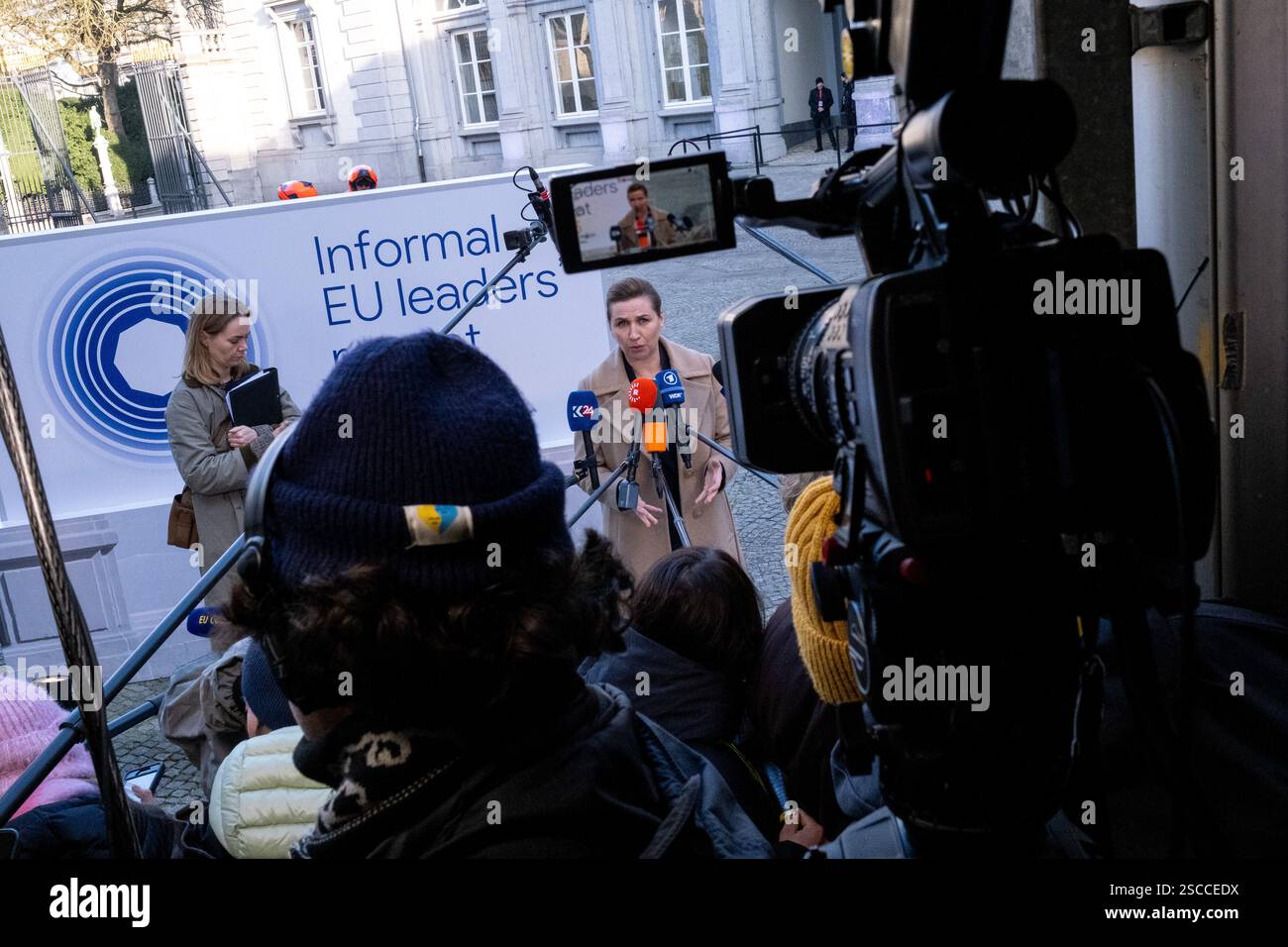 Prime Minister of Denmark Mette Frederiksen at the EU leaders retreat ...