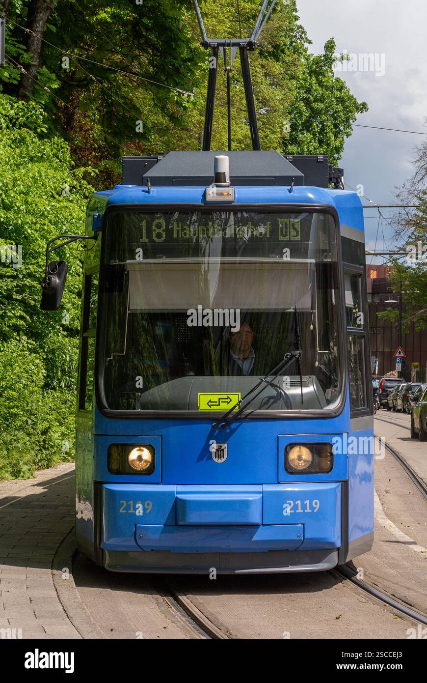 Munich, Germany, Detail, Front Tram Train on Track Stock Photo - Alamy