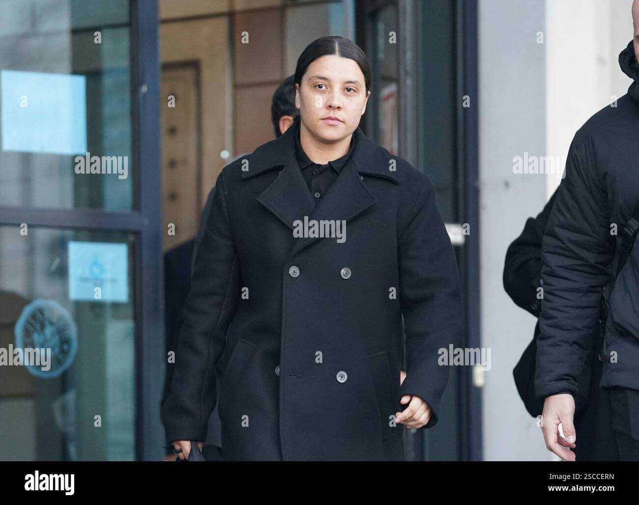 Chelsea and Australia football striker Sam Kerr, leaves a court after a ...