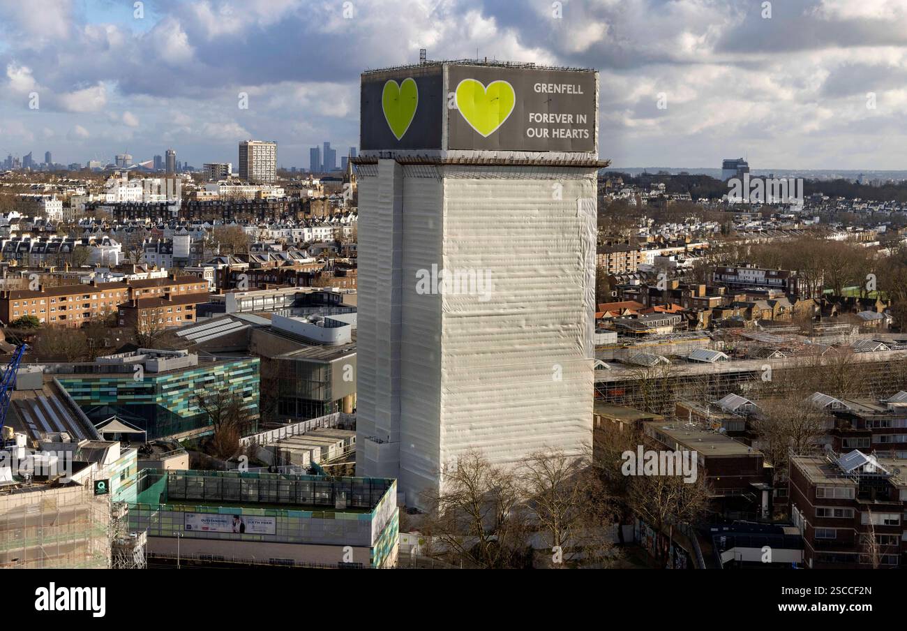 London, UK. 6th Feb, 2025. View of Grenfell Tower Deputy Prime Minister ...